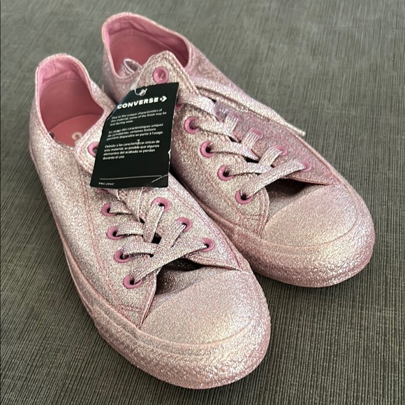 Converse | Shoes | Converse All Star Pink Glitter Low Top Sneakers ...